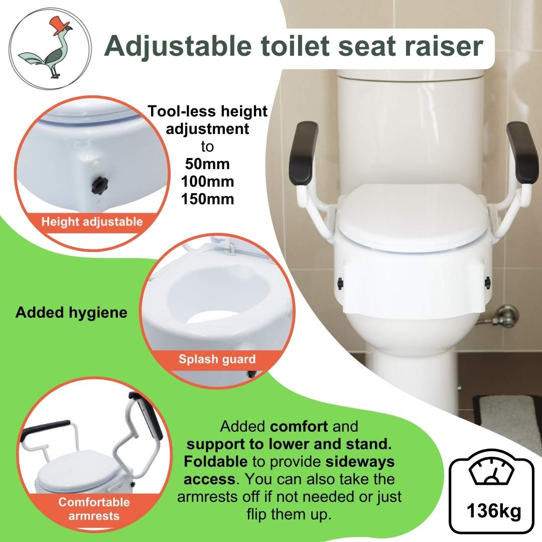 Toilet Seat Raiser with Handles | Adjustable Raised Toilet Seat – The ...