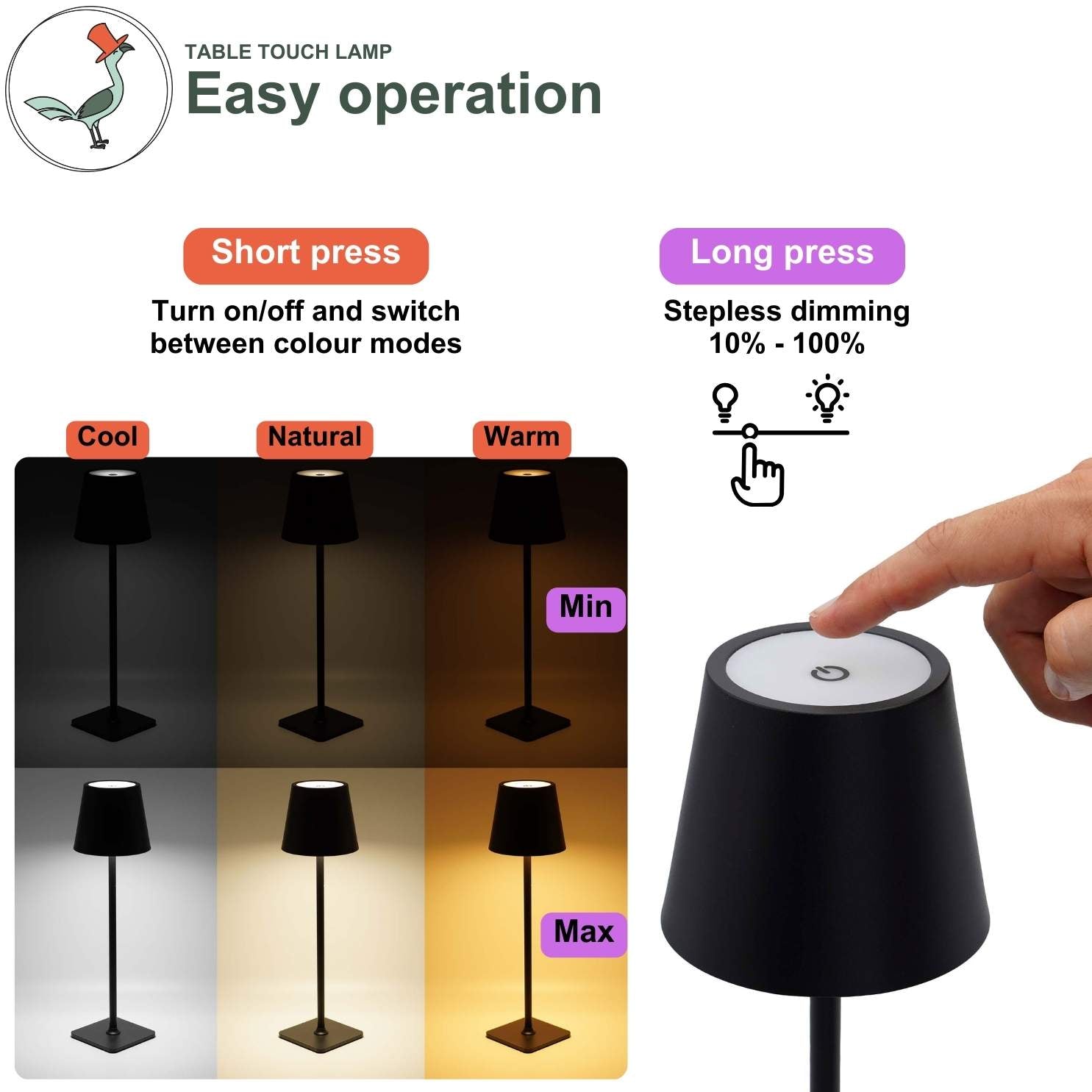 Touch lamp | Dimmable touch lamp | Rechargeable table lamps Australia ...